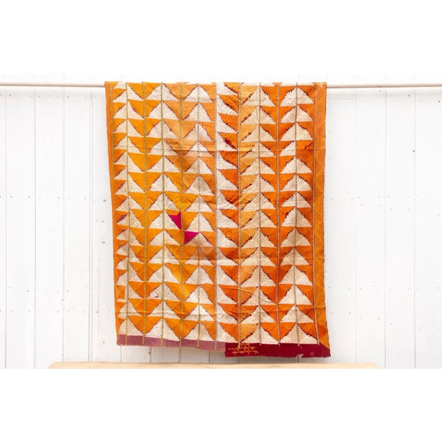 Antique Hand-Stitched Indian Phulkari Throw | Chairish