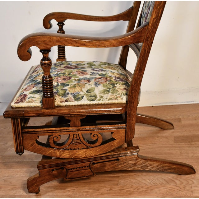 1890s Antique Victorian Eastlake Carved Oak Rocking Chair Chairish