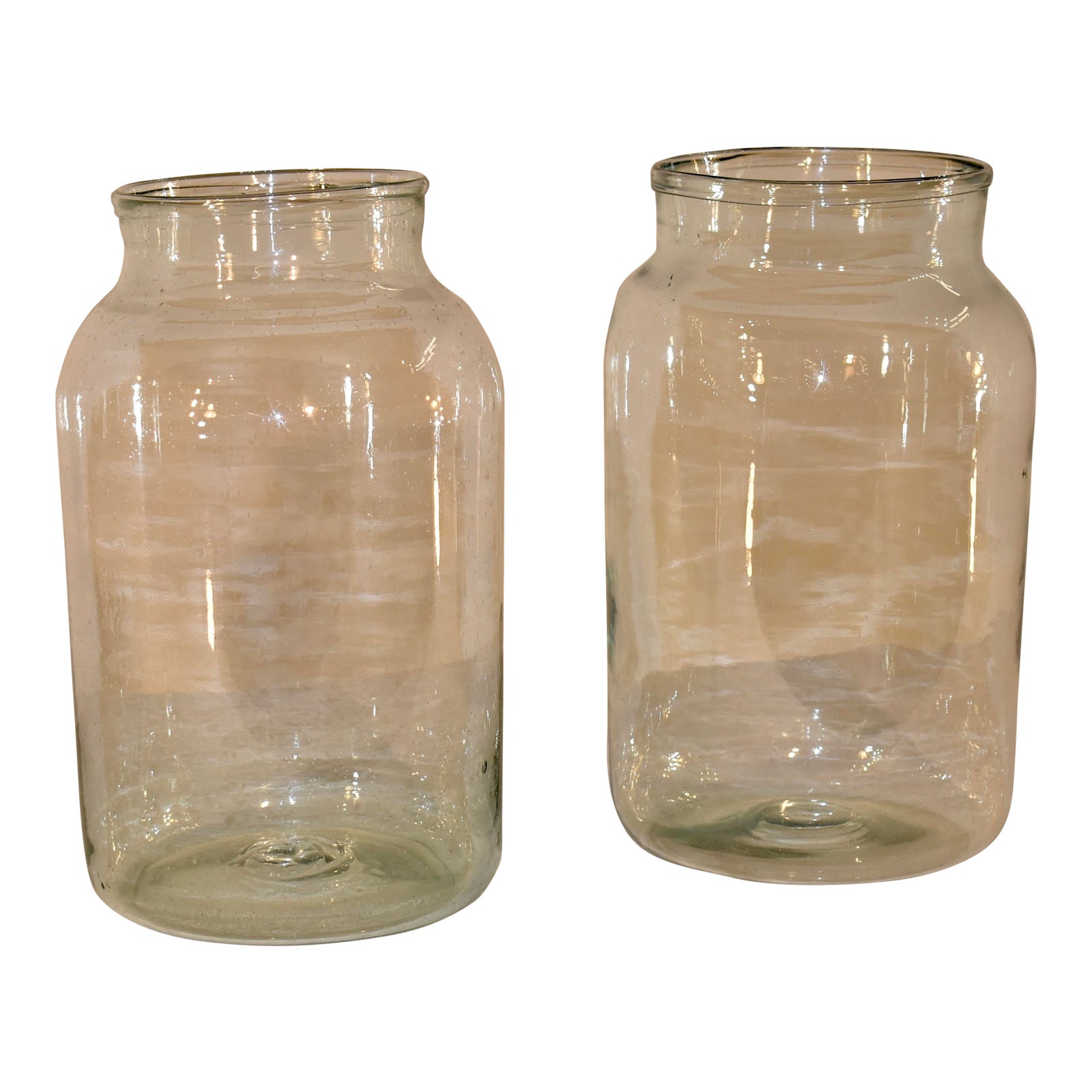 Pair of French Hand-Blown Glass Jars, Circa 1900 | Chairish