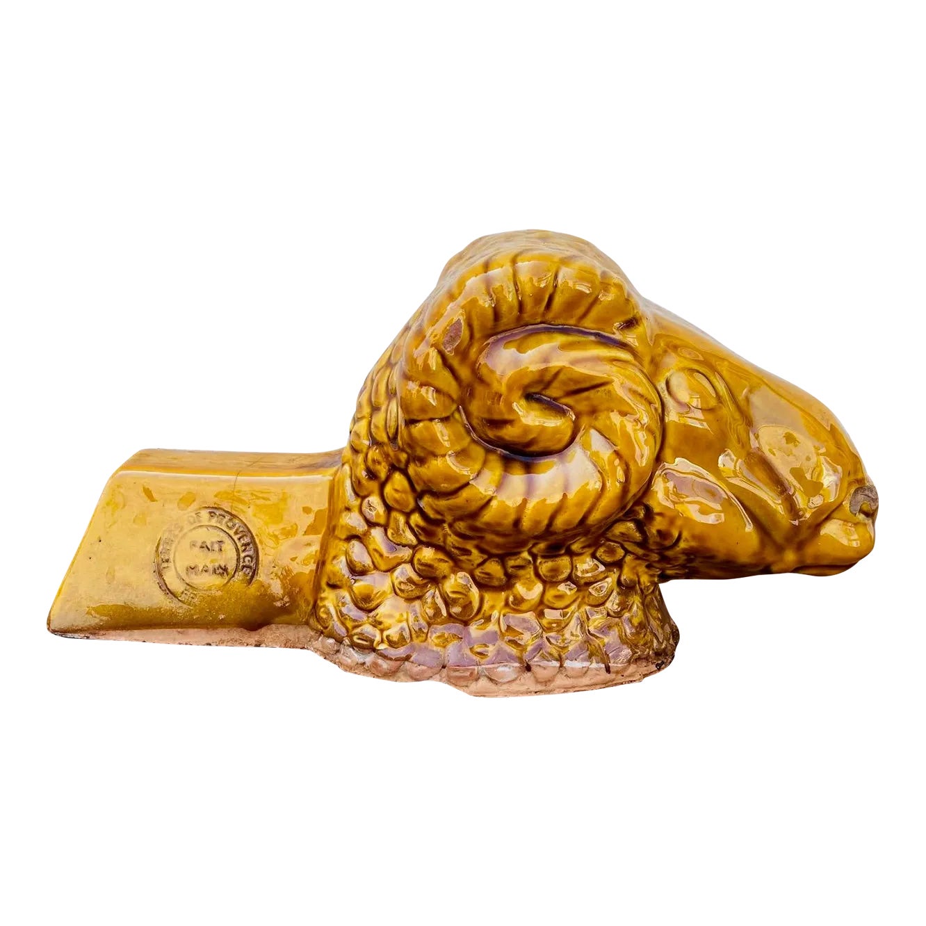 Mid Century French Ceramic Ram's Head Bust by Terres De Provence | Chairish