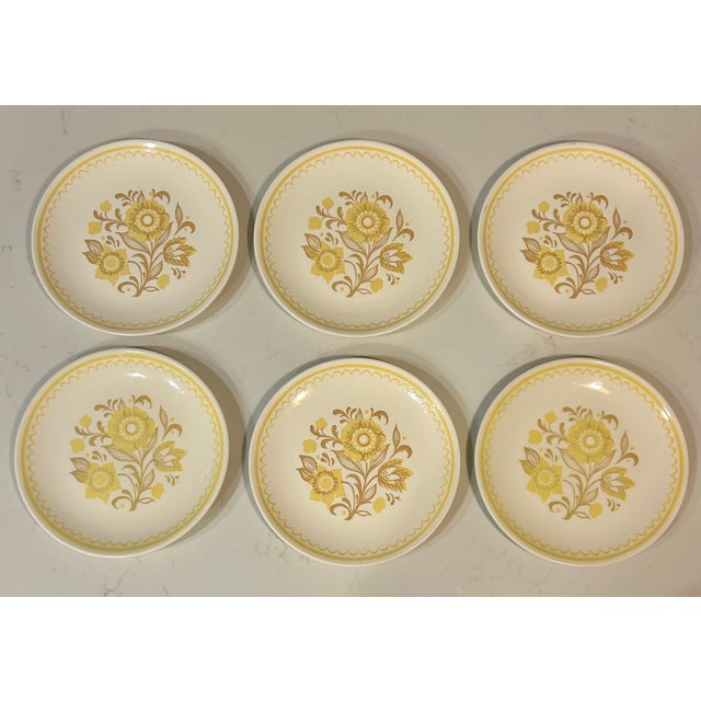 Vintage Americana Butter Yellow Floral Jubilee Plates-Set of 6 | Chairish
