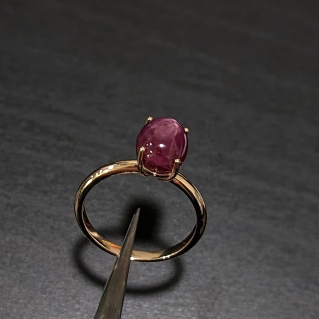4.3ct Star Ruby Solitaire Ring in Solid 14K Yellow Gold Oval 9x7mm ...