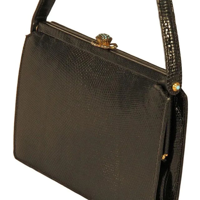Vintage Koret Black Evening Lizard Purse | Chairish