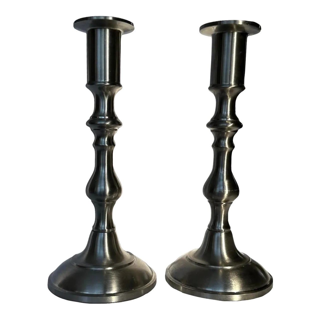 Vintage Pewter Candlesticks Portugal Set of 2 | Chairish