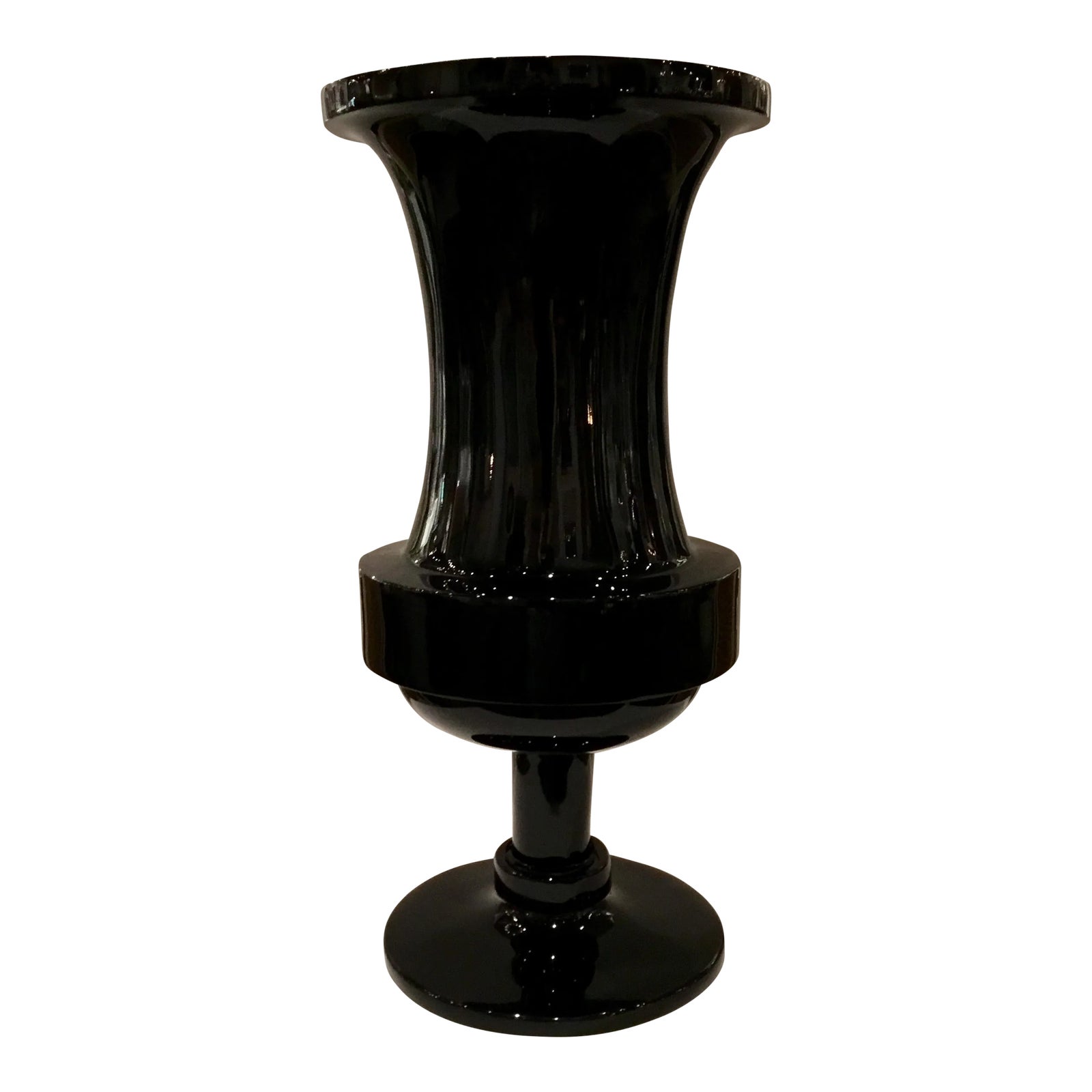 Large Modern Black Lacquer Resin Urn | Chairish