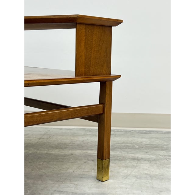 Mid-Century Modern Step-Up Corner Table / End Table With Brass Capped ...