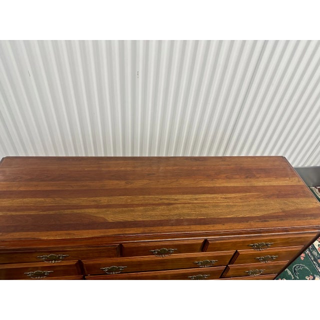 1960s Colonial Style 11 Drawer Cherry Wood Dresser | Chairish