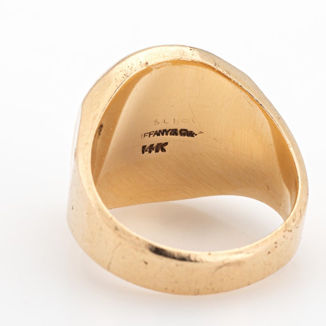 Vintage Tiffany & Co Signet Initial Ring 14k Yellow Gold Oval Size 7 ...