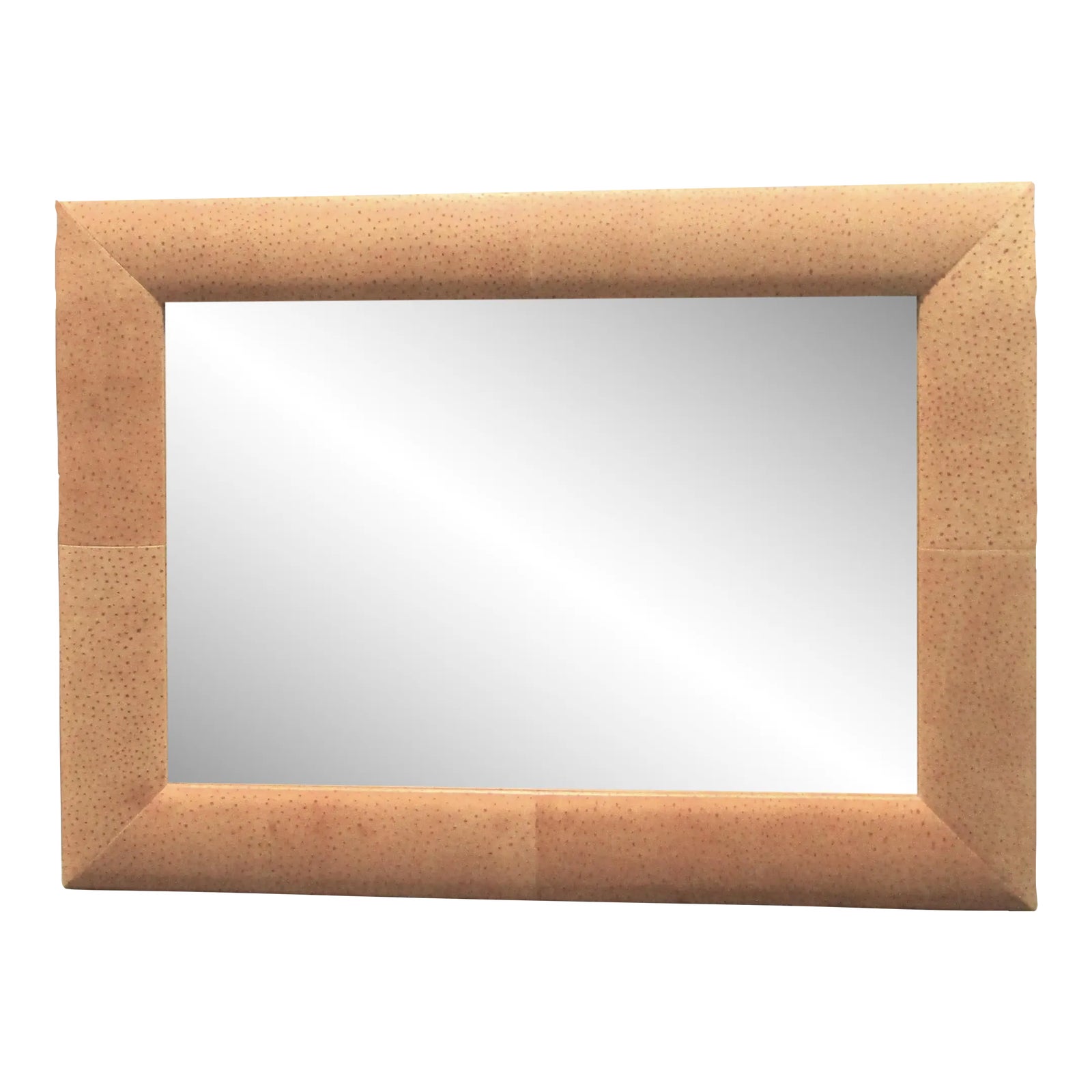 Large Faux Ostrich Leather Framed Wall Mirror | Chairish