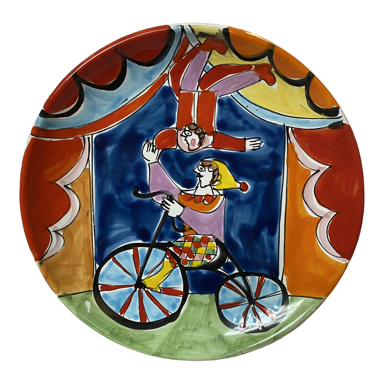 1990s La Musa “Carnevale” Acrobat Series Plate for Saks Fifth Avenue ...
