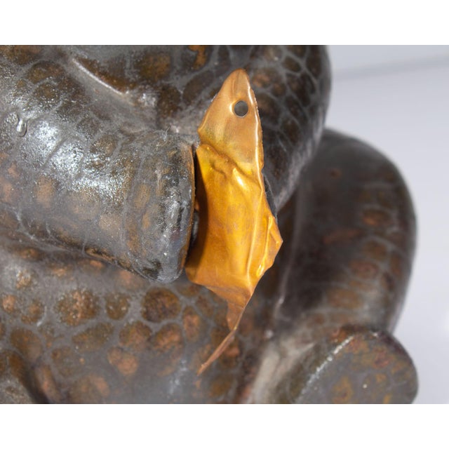 Raku Pottery Bear With Copper Fish by Tony Evans | Chairish