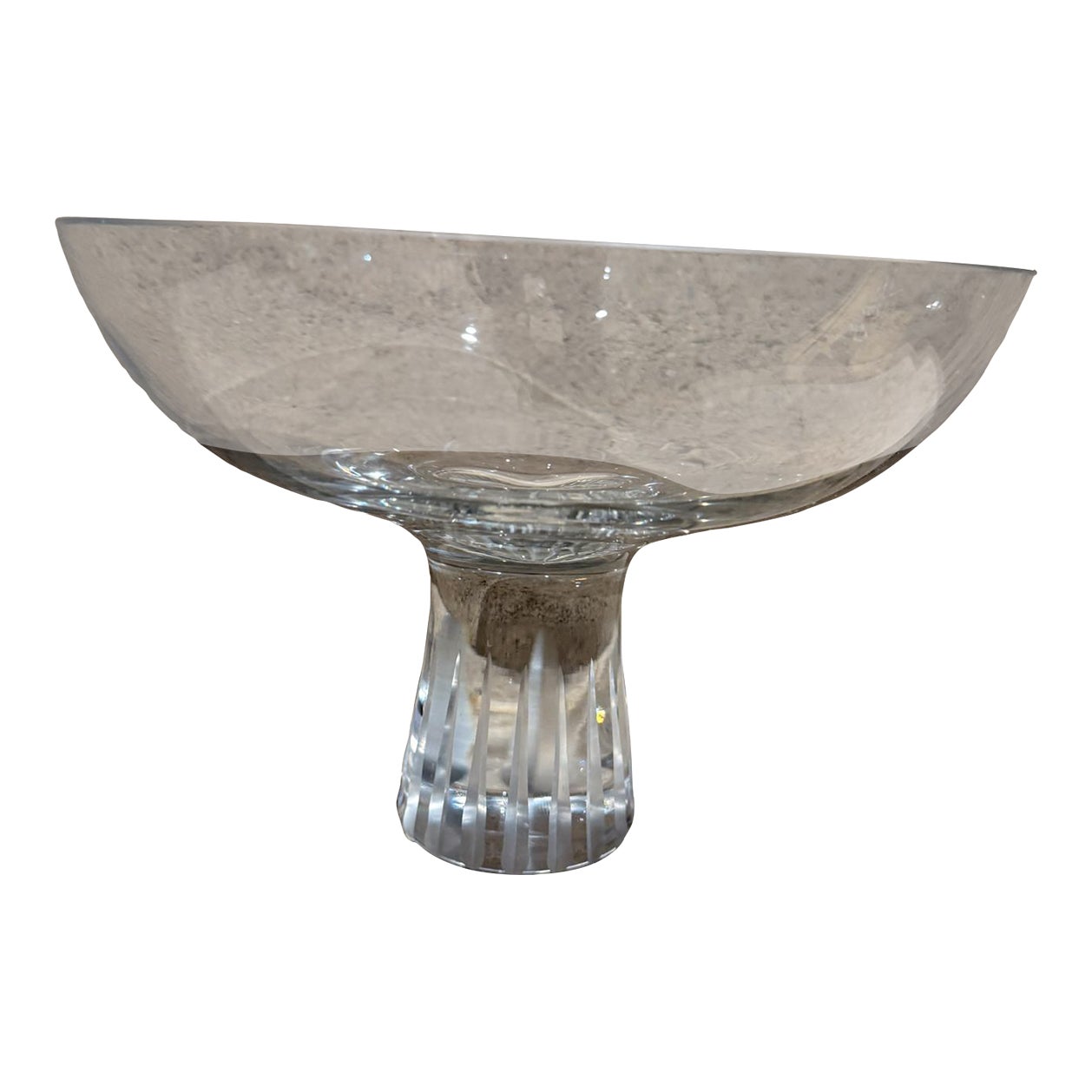 1960s Crystal Pedestal Bowl Ribbed Stem | Chairish