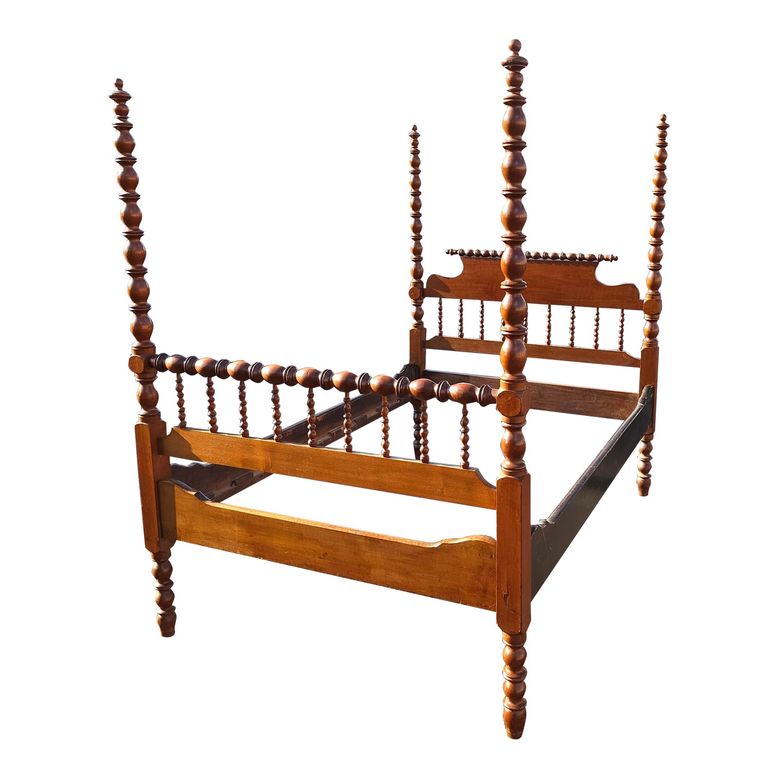 American Classical Bobbin Turned Spindle Fruitwood Poster Full Size Bed ...