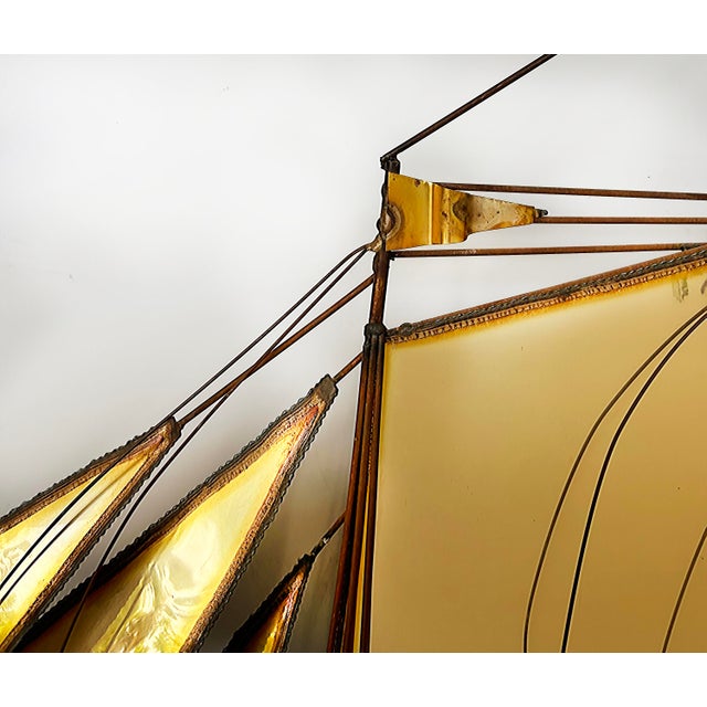 Vintage Brutalist John DeMott Large Sailboat Brass Sculpture Wall ...