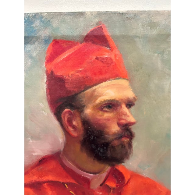 Captivating Original Oil Painting Portrait of a Cardinal | Chairish