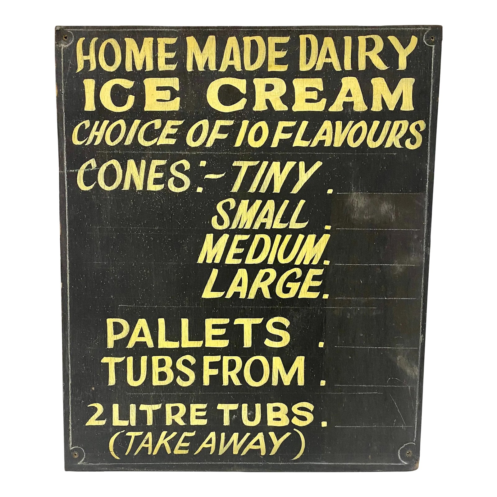 Vintage Hand-Painted Homemade Ice Cream Advertising Sign From England ...