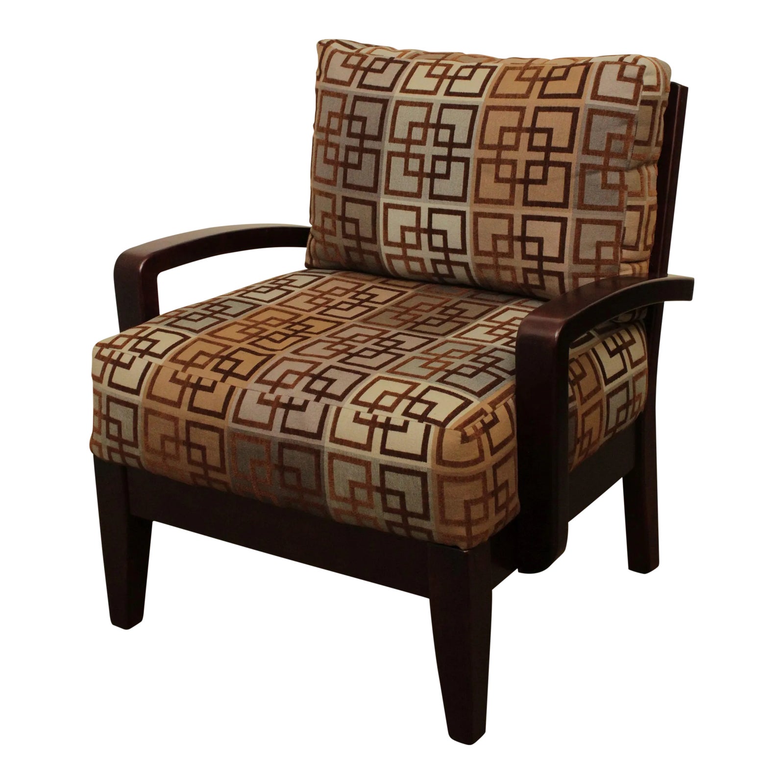 Modern Style Geometric Print Lounge Chairs - A Pair | Chairish
