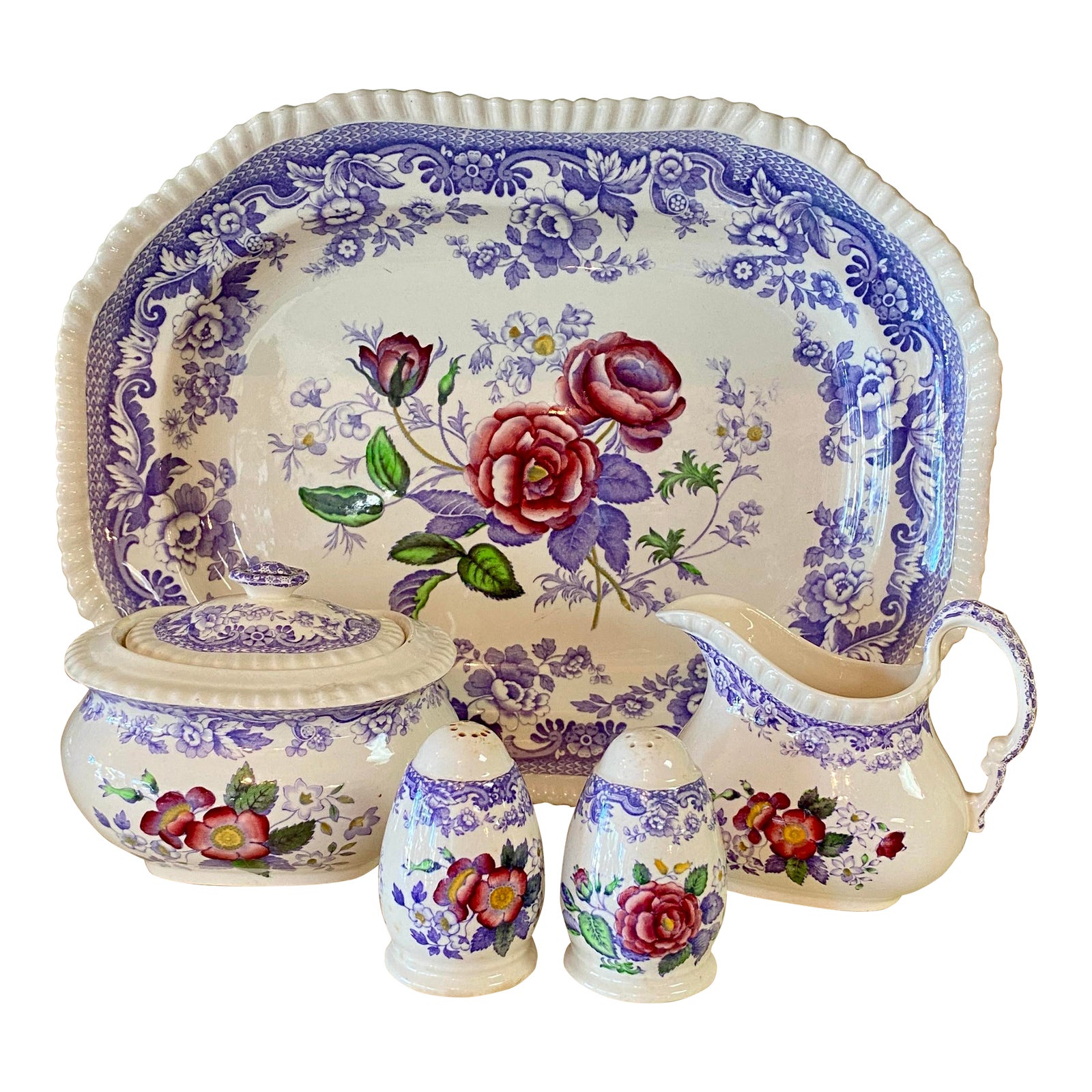Spode Mayflower Lavender Dinnerware China - 93 Pieces | Chairish