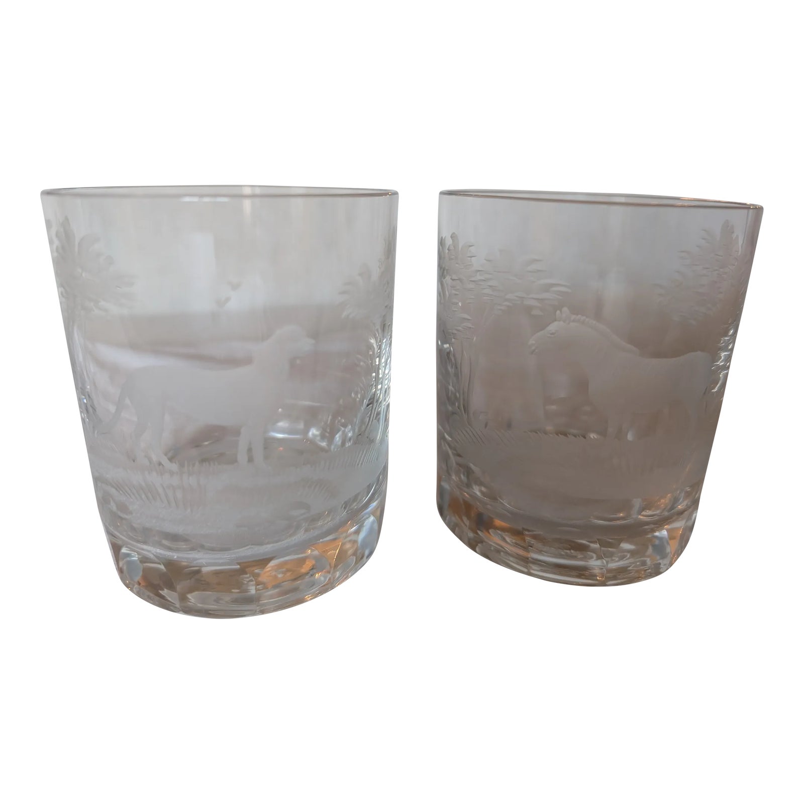 Mid 20th Century Queen Lace Crystal Double Old Fashioneds, Leopard and ...