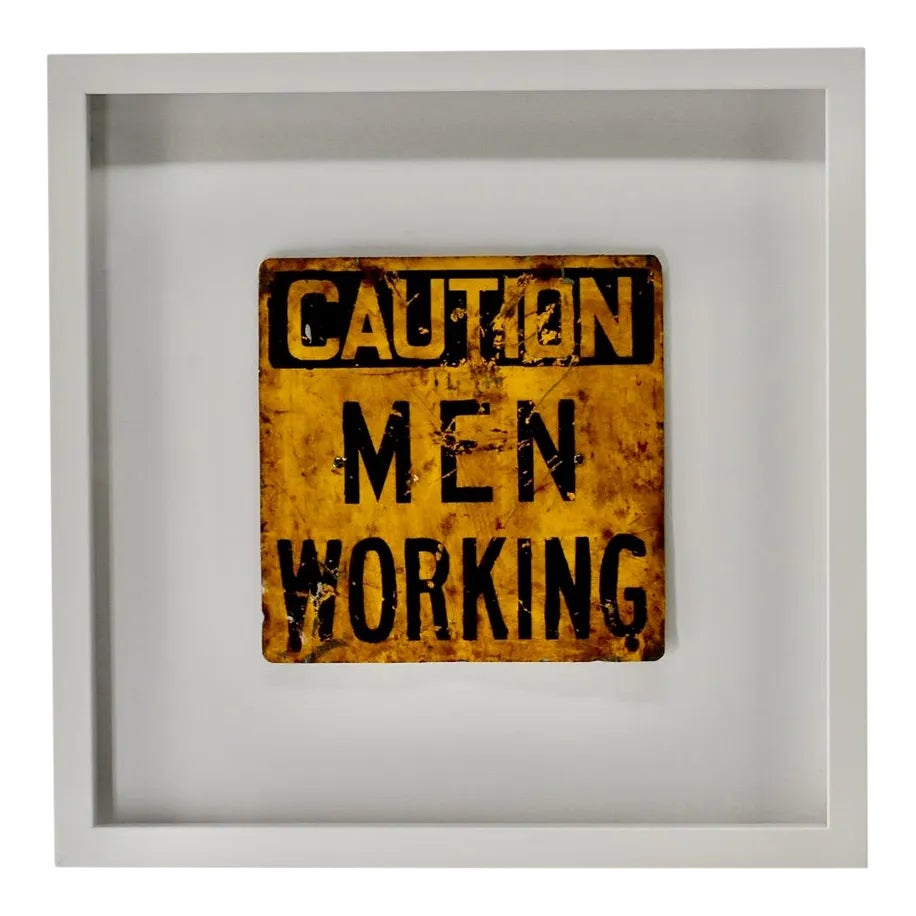 Vintage Men Working Sign, Framed as Art | Chairish