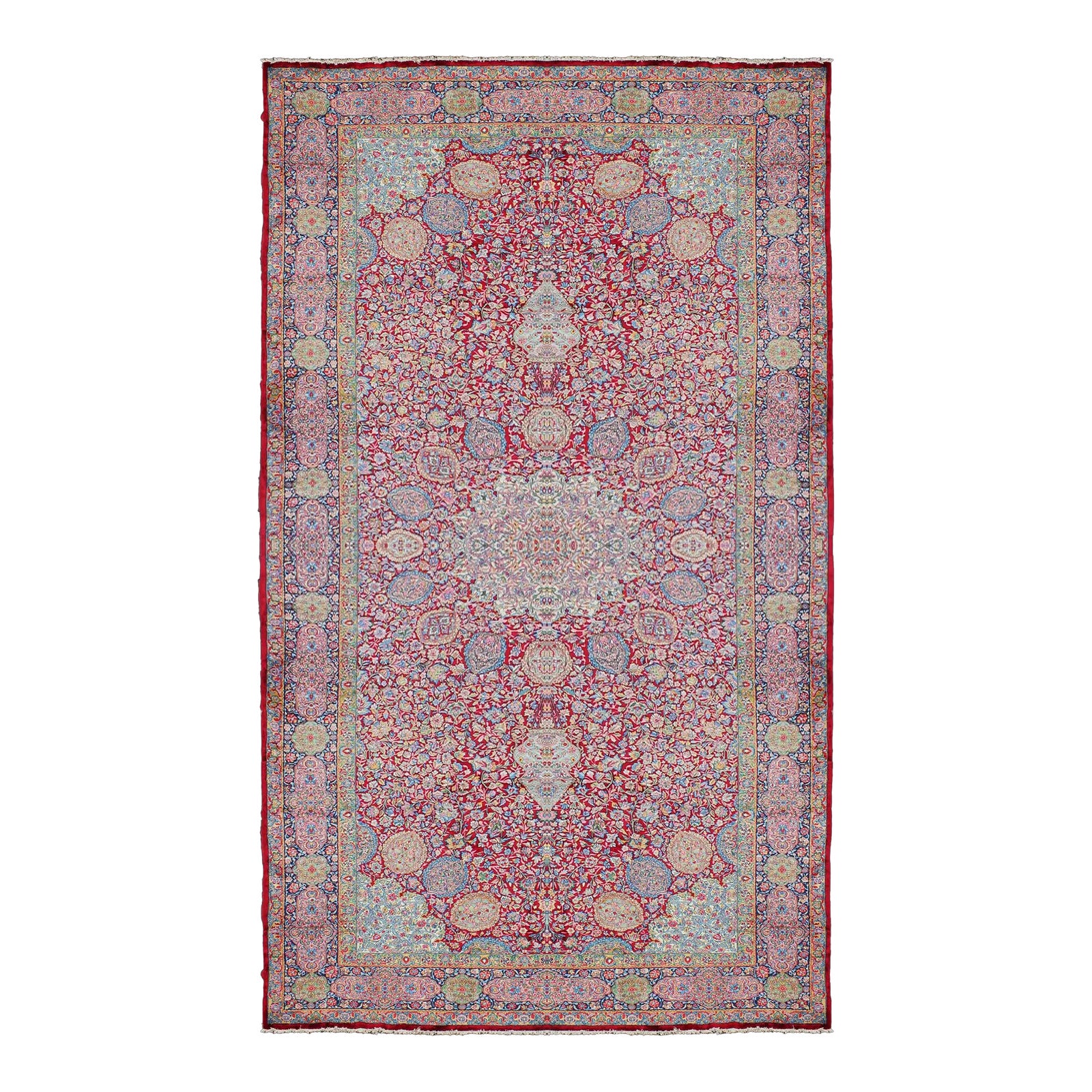 Hand Knotted Antique Kirman/Karman Rug. 12' X 24' | Chairish