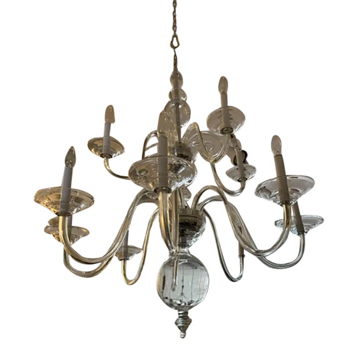 Contemporary Preciosa Glass 2 Tiered Chandelier | Chairish