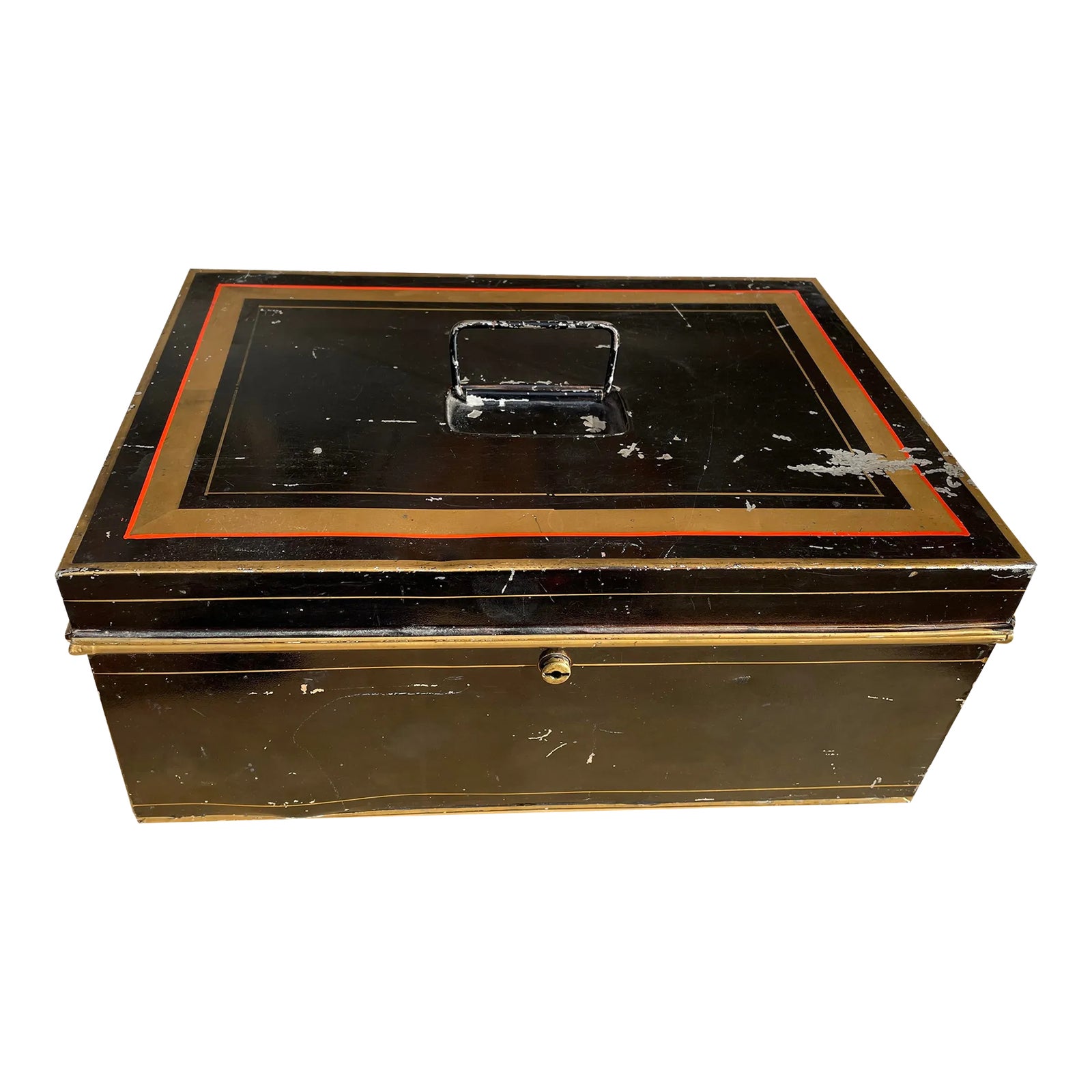 Early 20th Century Metal Banker’s Box | Chairish