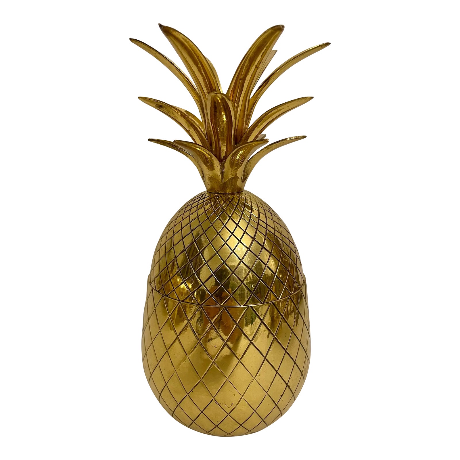 Solid Brass Pineapple Covered Container | Chairish
