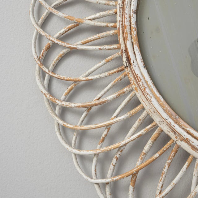 20th Century French Wood White Patinated Mirror | Chairish