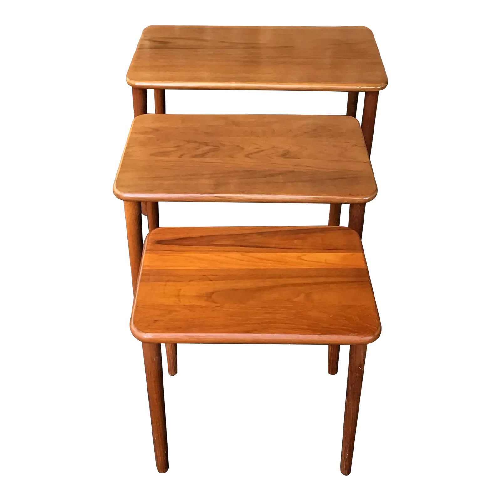 1960s Mid-Century Modern Teak Nesting Tables With Rounded Corners - Set ...