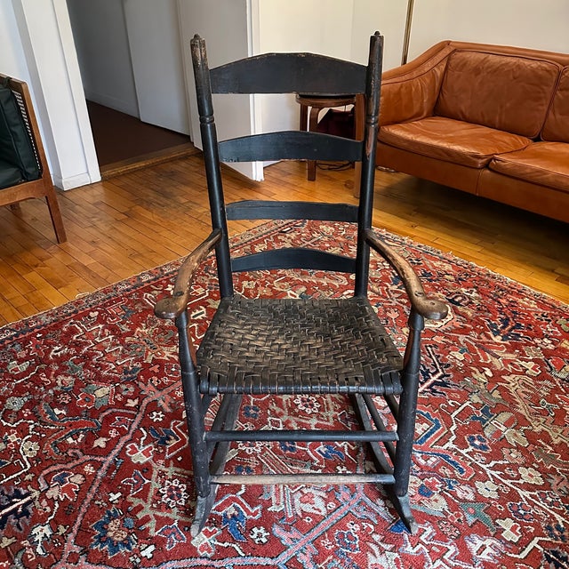 Antique 19th Century Ladder Back Shaker Rocker | Chairish