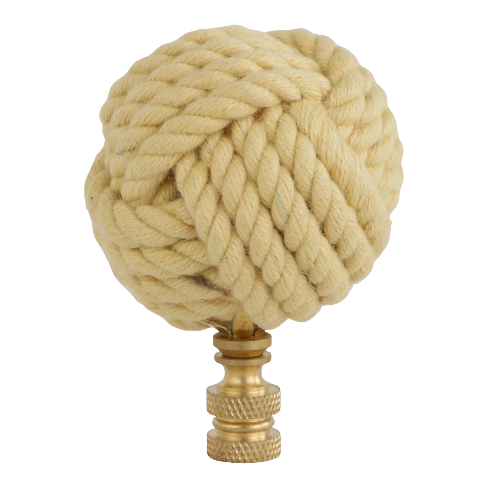 Nautical Knot Lamp Finial in Butter Yellow on Brass Hardware | Chairish