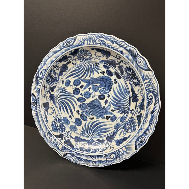 Mid 20th Century Chinese Art Blue and White Porcelain Charger/Plate ...