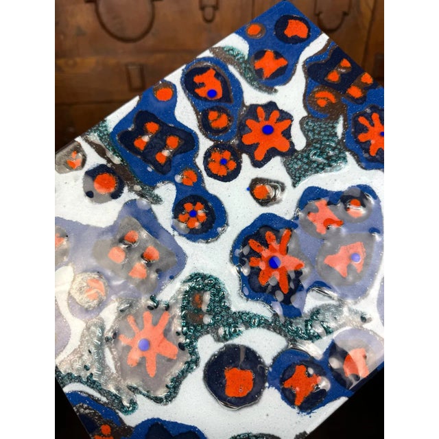 Colorful Decorative Coffee Table Box With Hand Blown Glass Top | Chairish