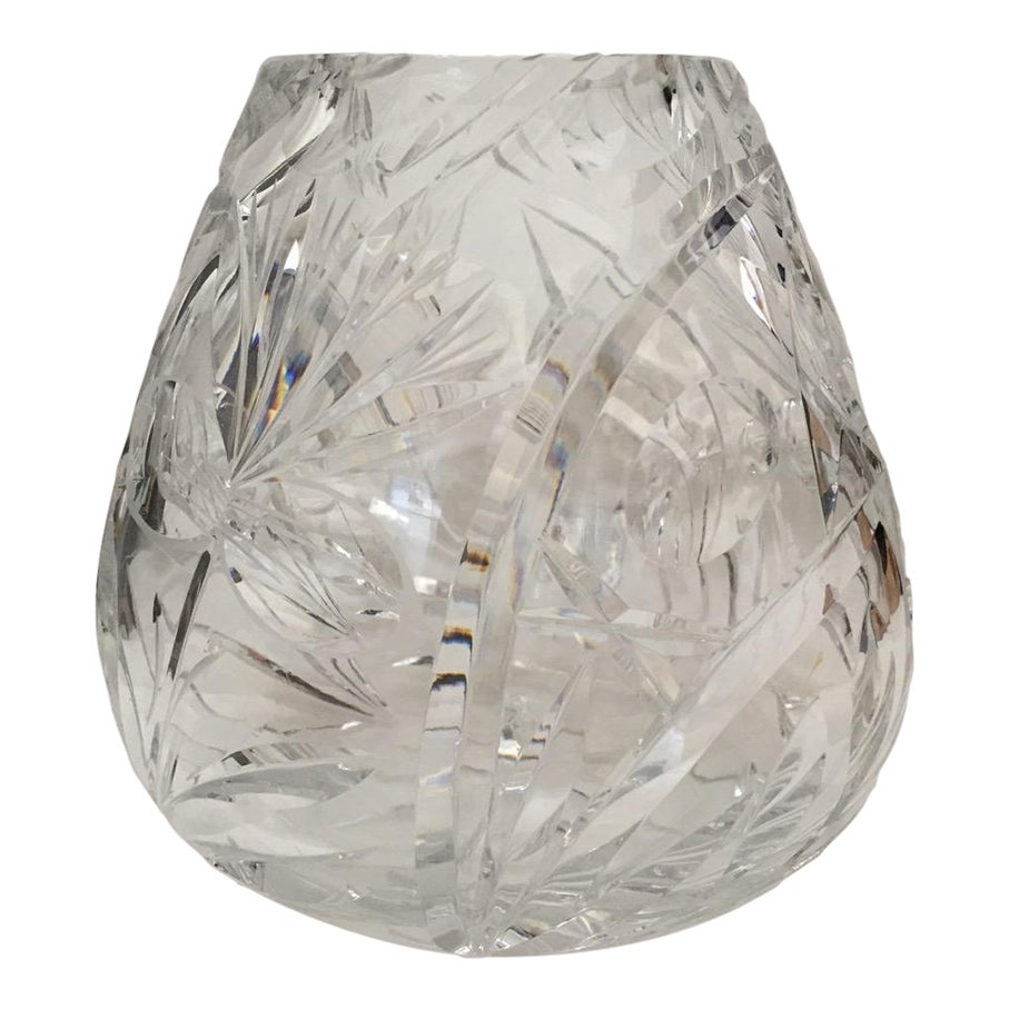 Mid 20th Century Vintage Cut German Crystal Bowl Vase | Chairish