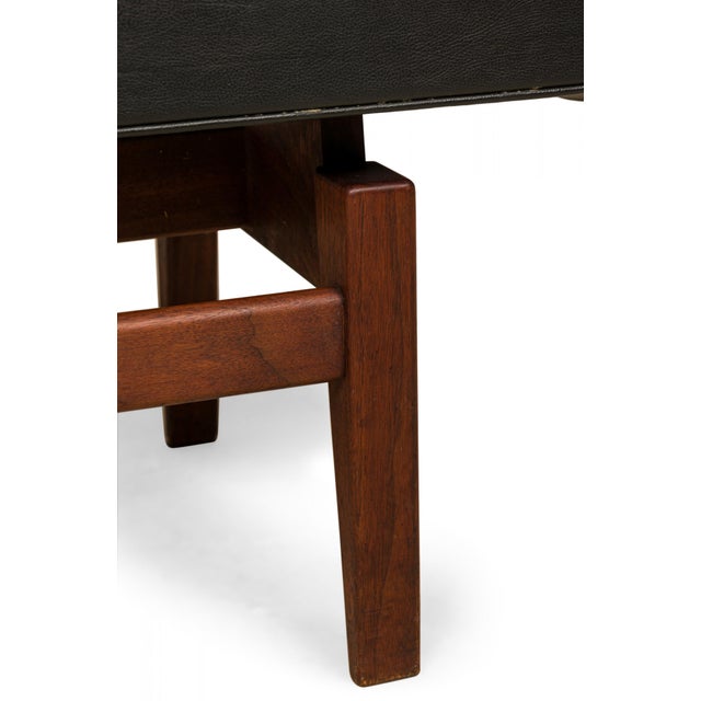 Jens Risom Danish Mid-Century Black Tufted Vinyl and Wood Floating ...