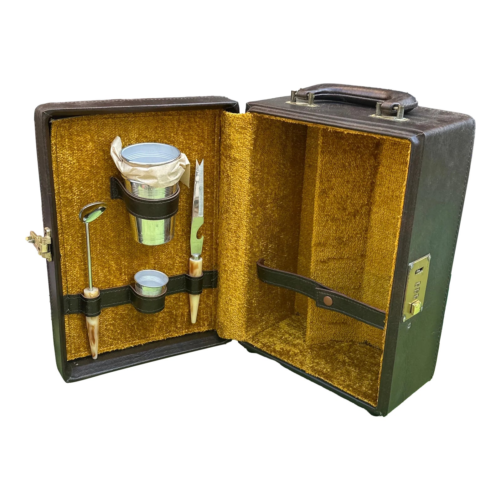 1970s Portable Mini Bar With Bar Tools | Chairish