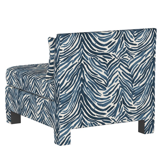 Armless Chair, Washed Zebra Blue | Chairish