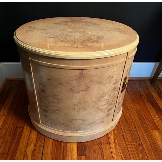 1980s Drexel Heritage Burl Drum Table From the Corinthian Collection ...