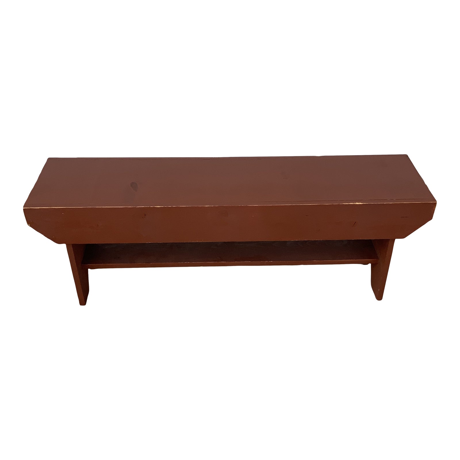 Distressed Vintage Burnt Orange Farm Bench | Chairish