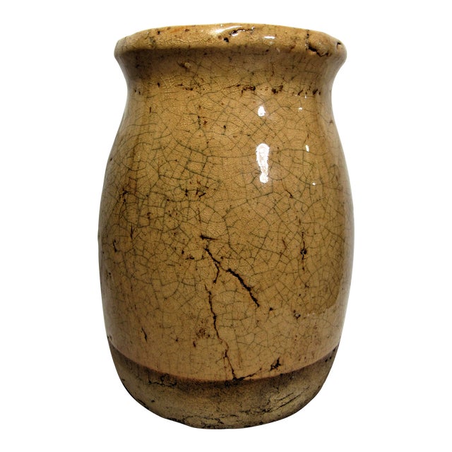 Mid-Century Rustic Pottery Jug Vase Pot | Chairish