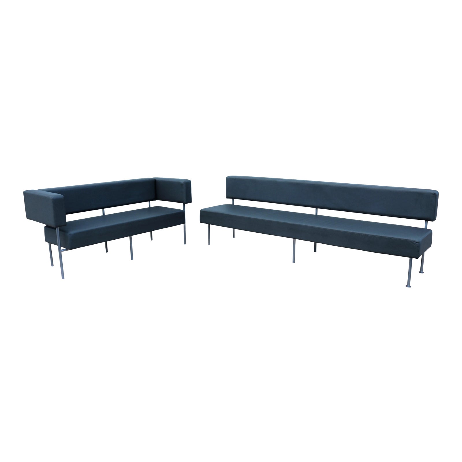 Modern Hightower Longo Floating Sofa Set in Gray EcoSoft Leather ...