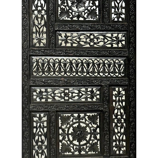 Antique Intricately Carved Openwork 4-Panel Ebony Black Oak Floor ...