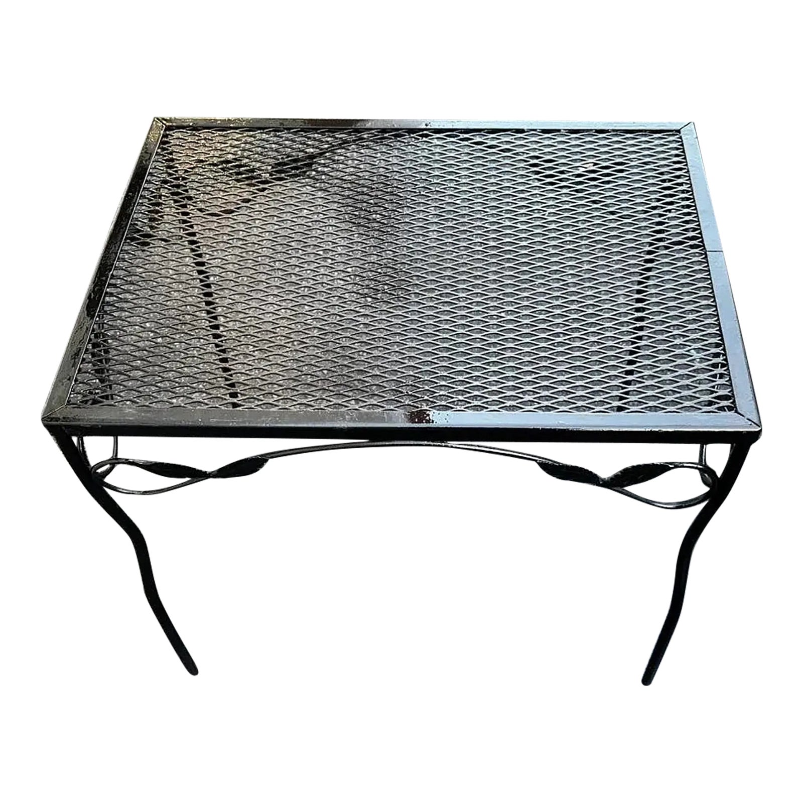 1950s Art Nouveau Vintage Grape Leaf Wrought Iron Accent Table | Chairish