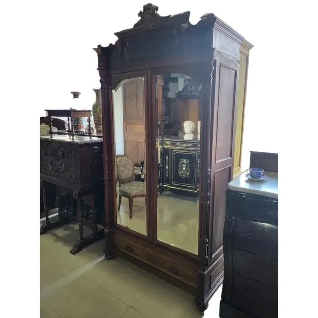Antique Spanish Fernandino Mahogany Wardrobe with Bevelled Mirror ...
