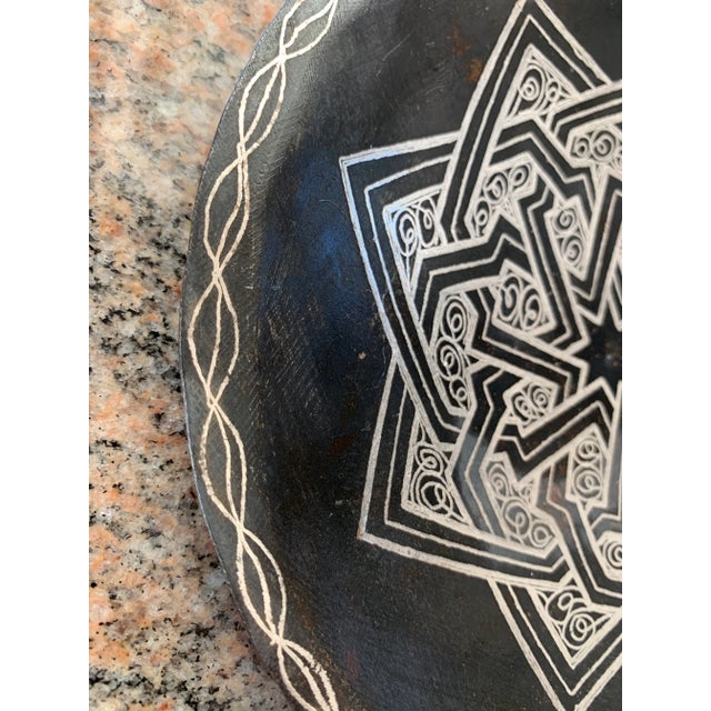 1940s Old Silver Inlay Work Interlocking Star Design Handcrafted Round ...