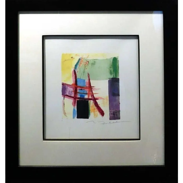 Vintage Mark Dickson Abstract Monotype Print on Paper, Framed | Chairish