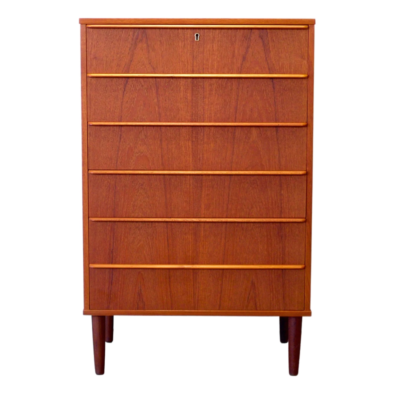 Danish Teak Six Drawer Tall Dresser by Si Bomi Møbler | Chairish