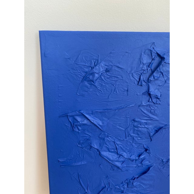 Contemporary Abstract Minimalist Blue Monochromatic Mixed-Media ...