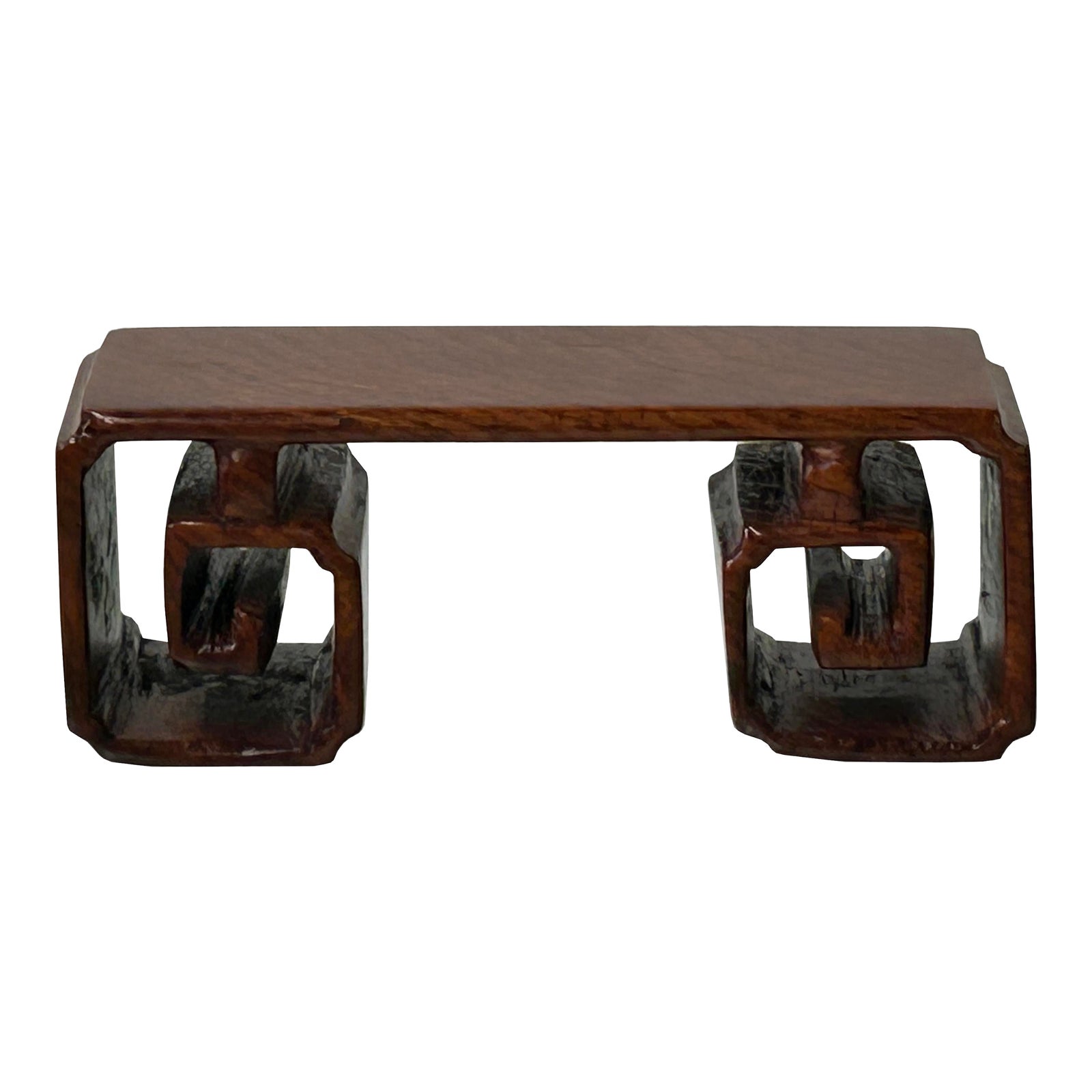 3" Brown Wood Straight Scroll Leg Rectangular Display Stand Riser Easel ...